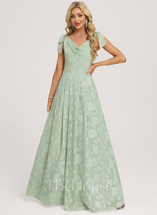 Shayleigh A-line Cowl Floral Bridesmaid Dress | JJ's House