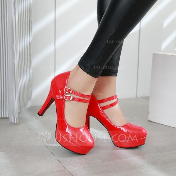 Women's Leatherette Stiletto Heel Closed Toe Platform Pumps With Buckle ...