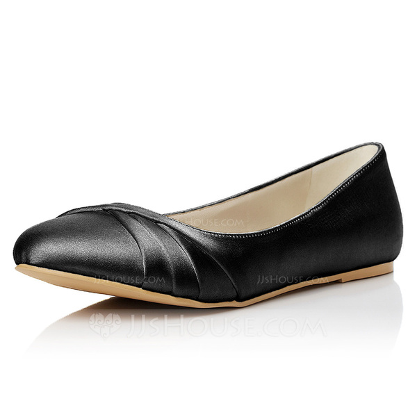 Women's Satin Flat Heel Closed Toe Flats (047048008) - JJ's House