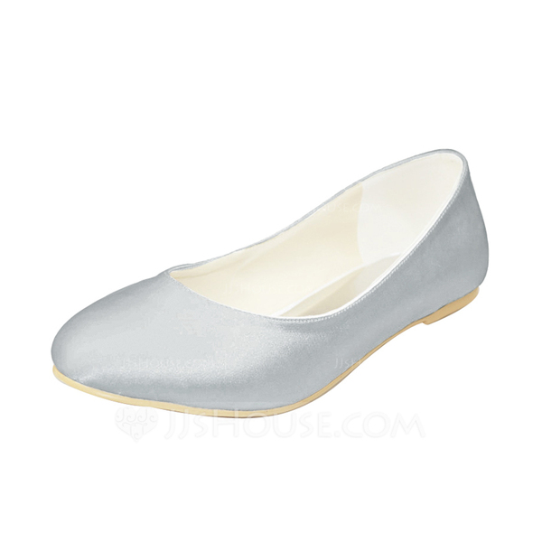 Women's Satin Flat Heel Closed Toe Flats (047115953) - JJ's House