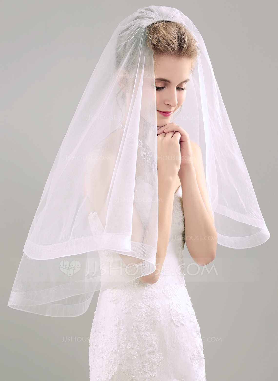 Two-tier Elbow Bridal Veils With Ribbon (006118519) - JJ's House