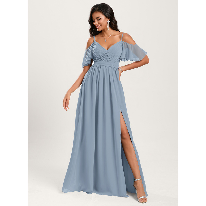Cosma A-line Ruffle Chiffon Bridesmaid Dress | JJ's House